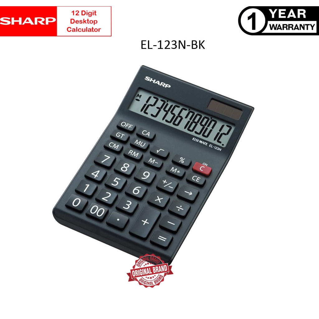 Sharp EL-123N BK Desktop Calculator. 12 Digit Display with slant ...