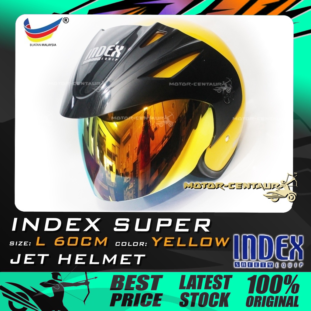 TOPI KELEDAR INDEX SUPER HELMET METALLIC YELLOW SIZE: L 60CM SIRIM ...