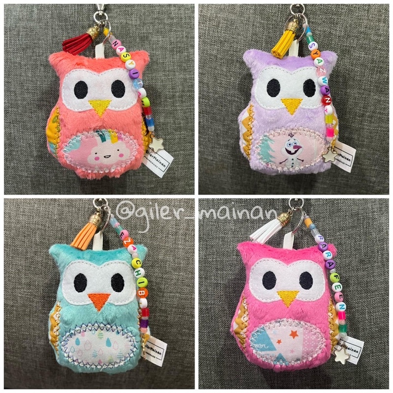 Handmade owl plush keychain customised with name | Shopee Malaysia