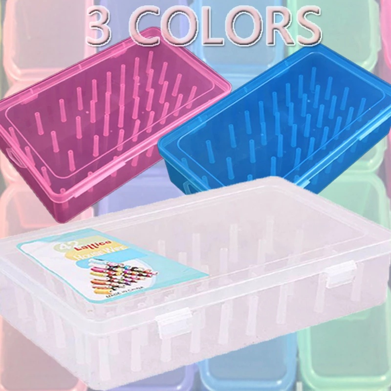 42 Axis Sewing Thread Storage Box/ Thread Cylinder Transparent Blue ...