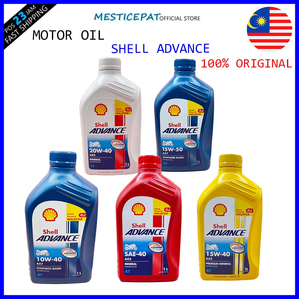 SHELL ADVANCE AX3 AX5 AX7 10W40 15W40 SAE40 4T 100% ORI MALAYSIA ...
