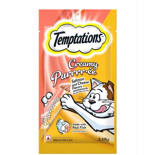 Temptations Creamy Purrrr-ee 4 x 12g Cat Treats Cat Food Makanan Kucing ...