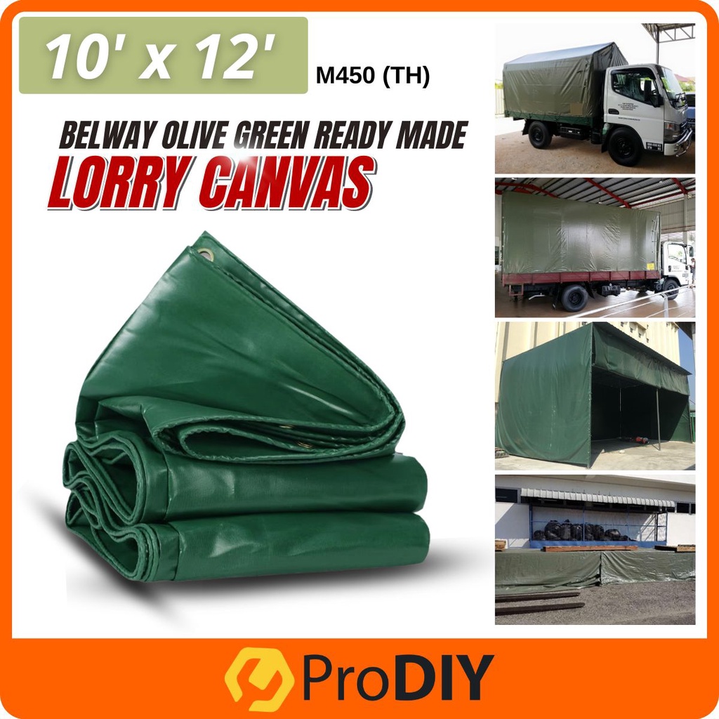 BELWAY M450 Lorry Canvas 10’ x 12’ PVC Tarpaulin Vi nylon Olive Green ...