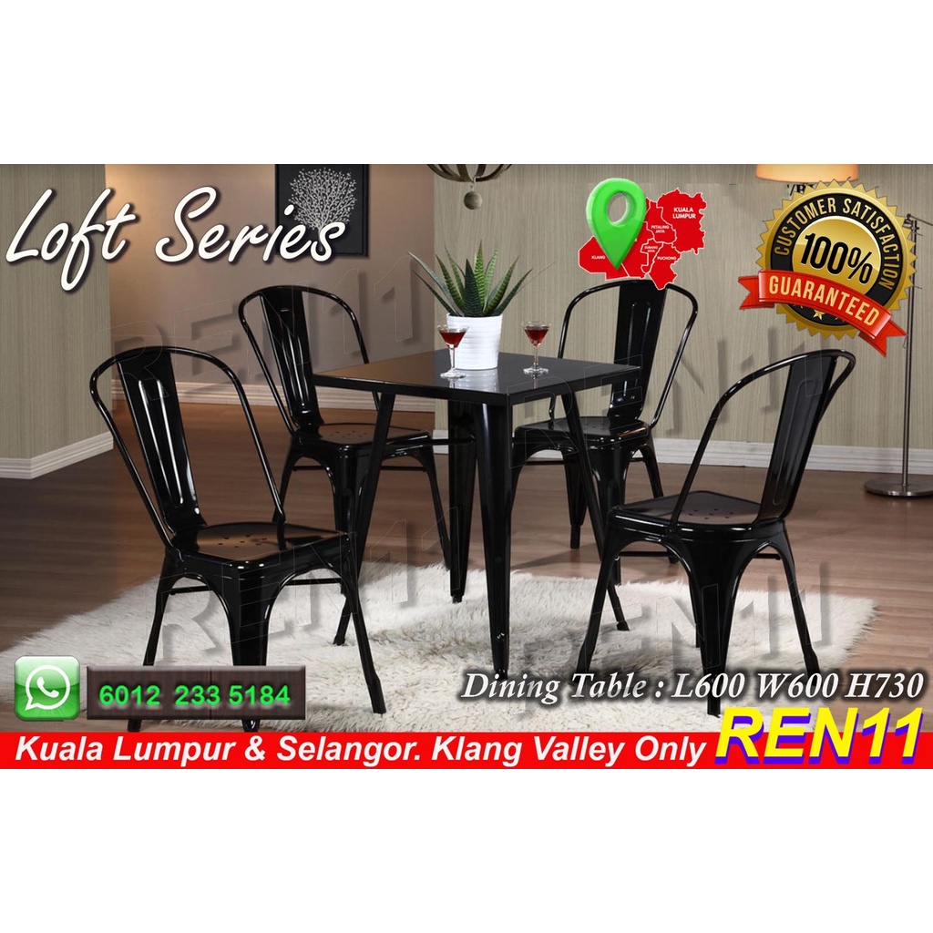 Industrial Style Metal Dining Table Set (4+1) - 4 Seater / Restaurant ...