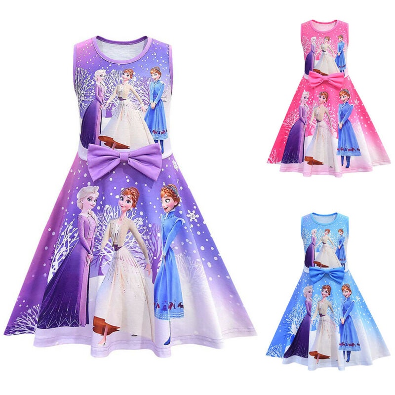 Baju Princess Girl Dresses Baju Budak Perempuan Frozen Elsa Anna Kid ...