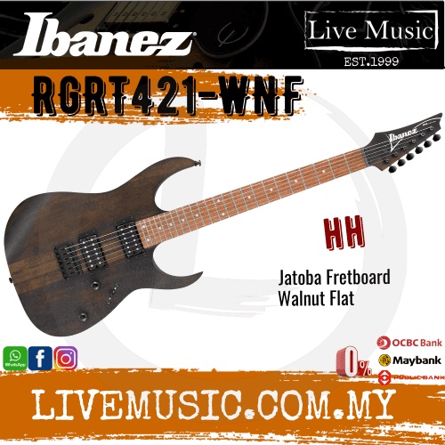 Ibanez RGRT421 - RG Series Electric Guitar - Walnut Flat / Weathered ...