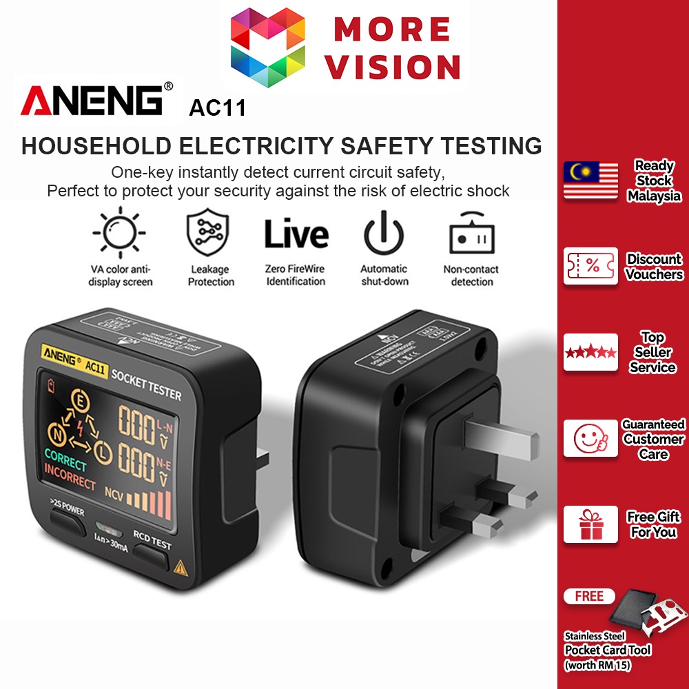 ANENG AC11 Digital Smart Socket Tester Electrical Ground Wire Circuit ...