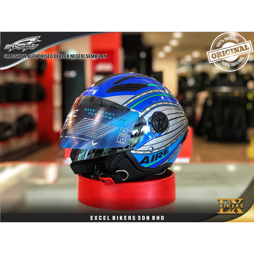 GRACSHAW HELMET GRAFLEX G666 CRUZER HELMET AIRE BLUE /OPEN FACE HELMET ...