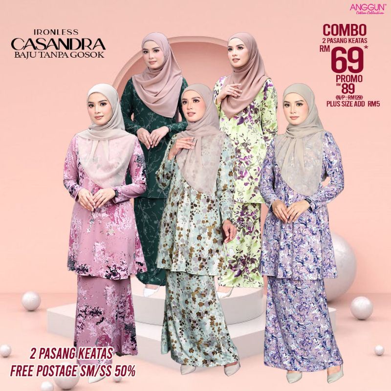 [Batch 2] Baju Kurung Casandra Kurung Ironless Anggun Cotton Collection ...