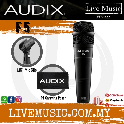 Audix F5 Instrument Dynamic Microphone, Hyper-Cardioid ( F-5 / F 5 ...