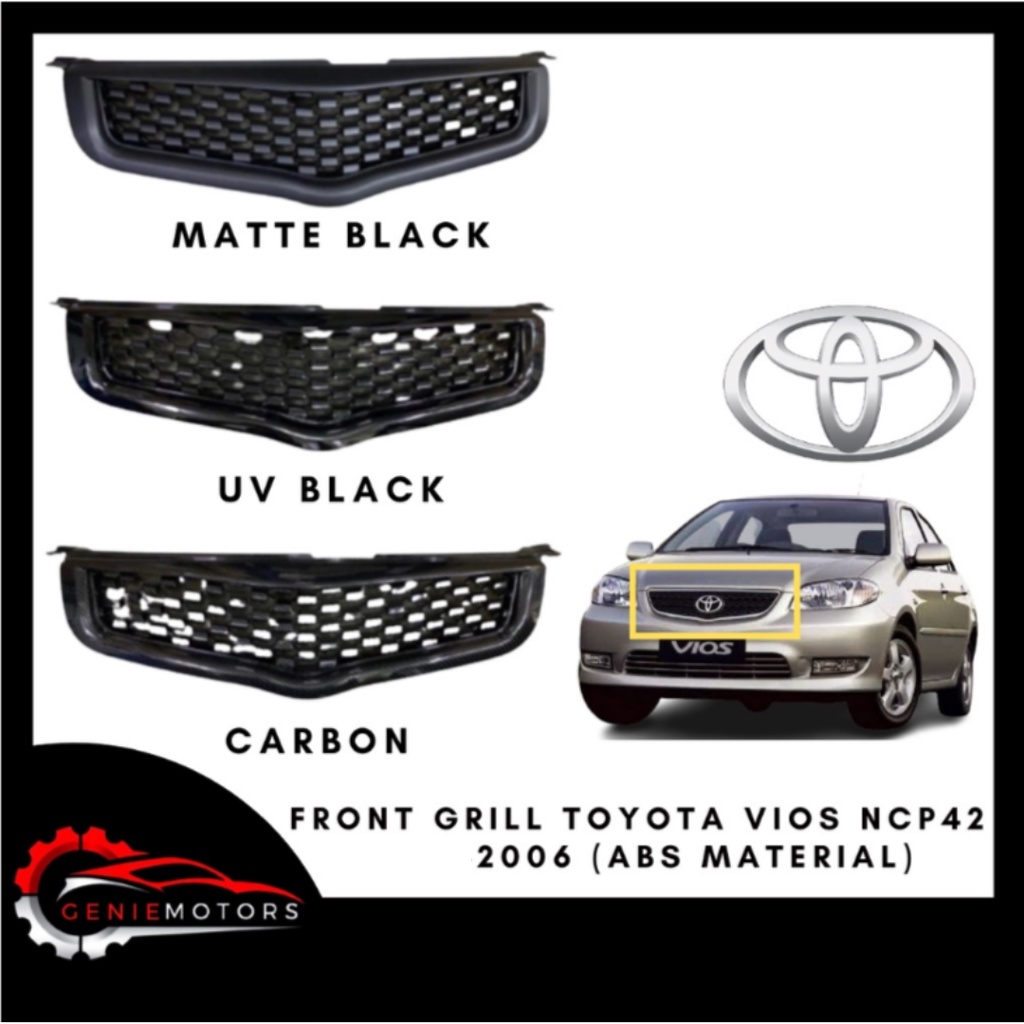 FRONT GRILL ABS TOYOTA VIOS NCP42 2006 GLOSS BLACK MATTE BLACK CARBON ...