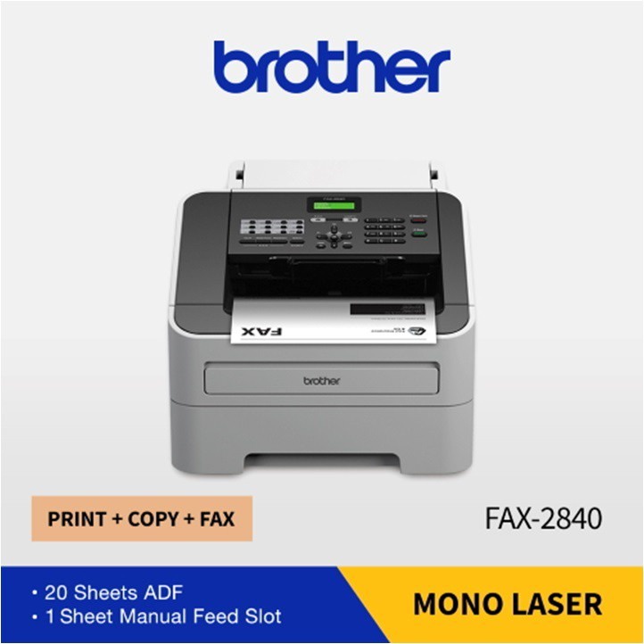 Brother Mono Laser Printer FAX-2840 A4 Print Copy Fax ADF with Hand-Set ...