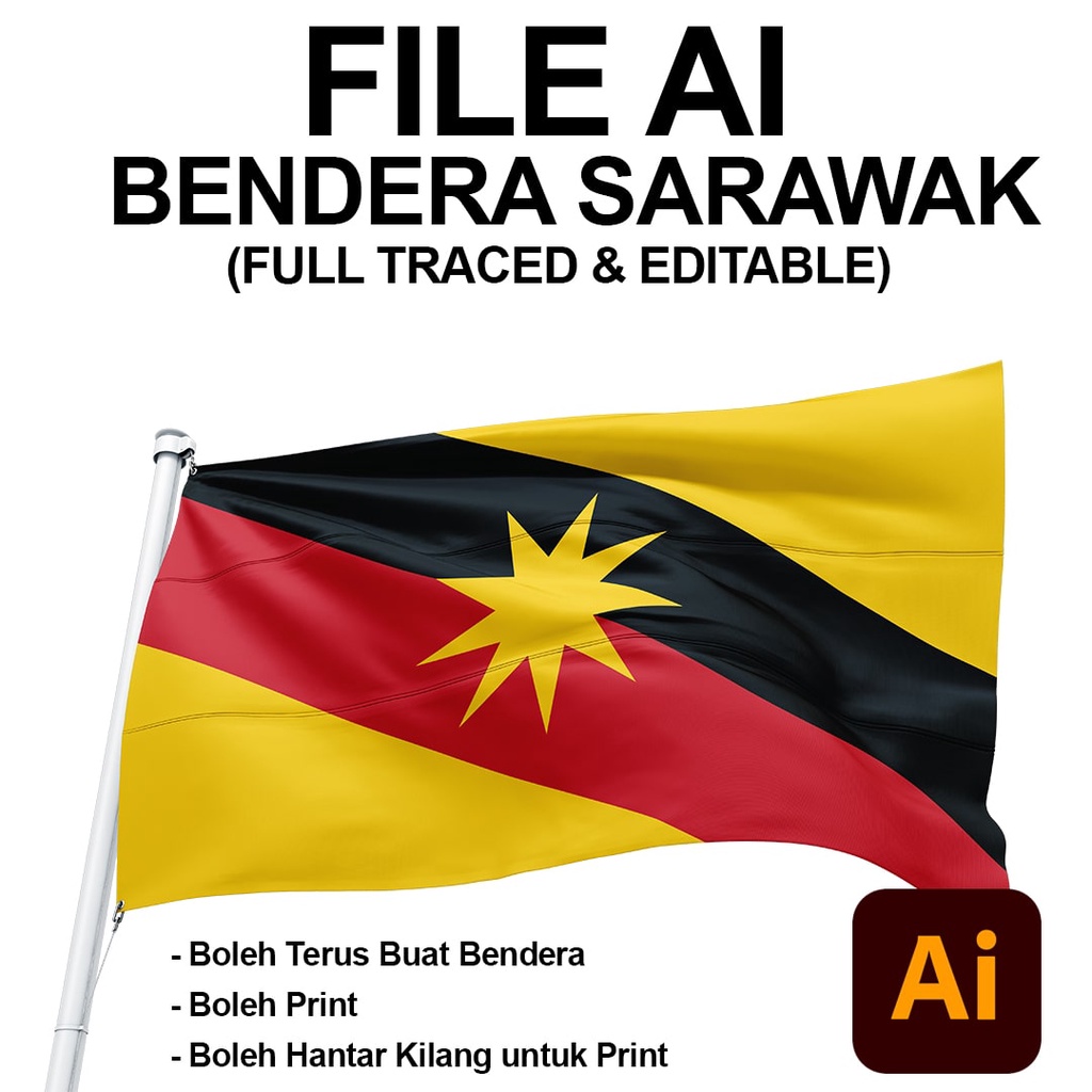 Bendera Sarawak File Illustrator I File AI I Photoshop I Template ...
