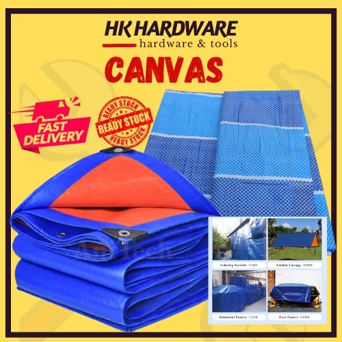 CANVAS CANOPY SHADING BLUE ORANGE WHITE KANVAS KANOPI KEMAH BIRU OREN ...