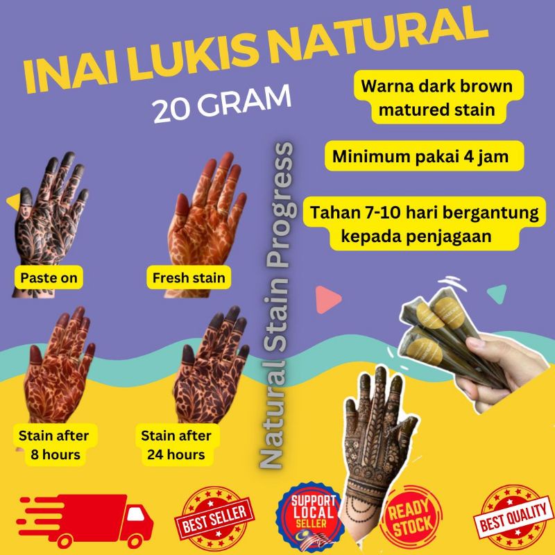 Inai lukis Natural Dark Brown Halal | Shopee Malaysia