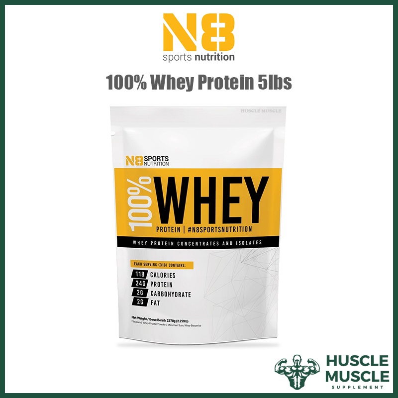 N8 100% WHEY PROTEIN 5lbs - Build Muscle | Muscle Recovery | 24g ...