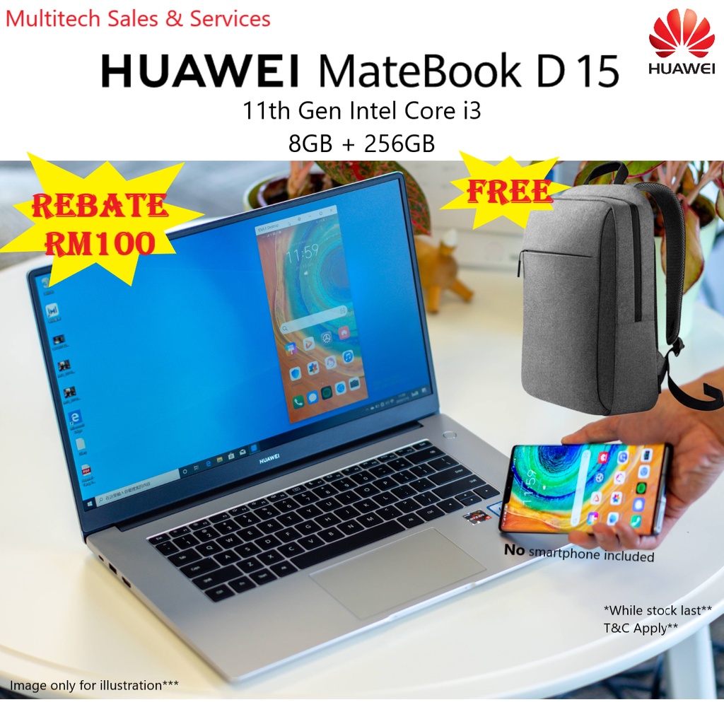 Huawei Matebook D15 8GB + 256GB 11th generation Intel core i3 processor ...