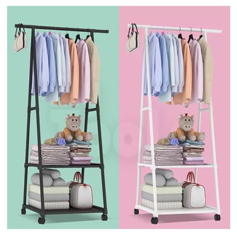 s 3 Tier Wardrobe Clothes Drying Rack Shoe Cloth Organizer Garment ...