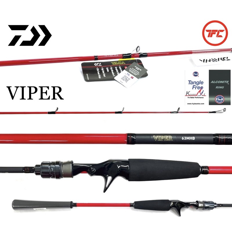 Daiwa Viper Spinning & BC Jigging Solid Carbon Rod Baitcast Overhead ...