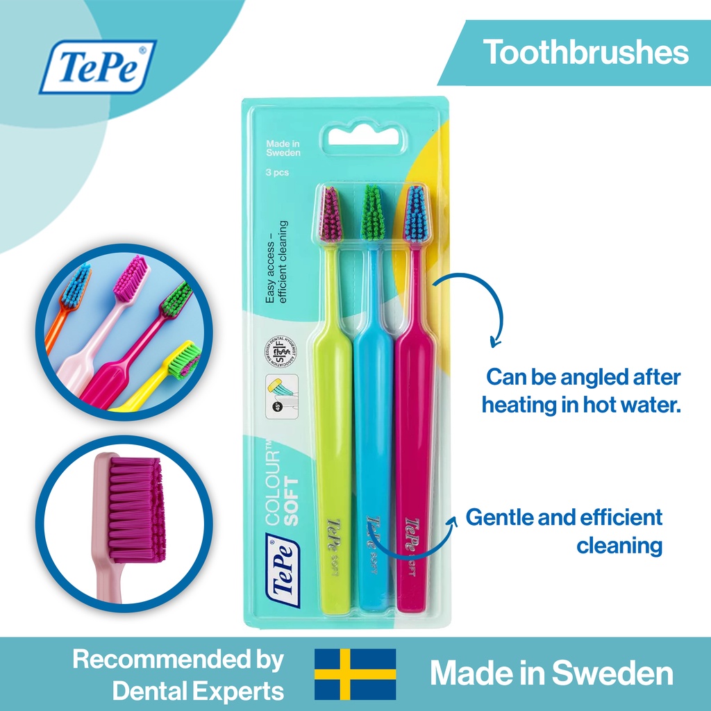 ** Made in Sweden** TEPE Colour Soft ( 3 toothbrush) | Shopee Malaysia