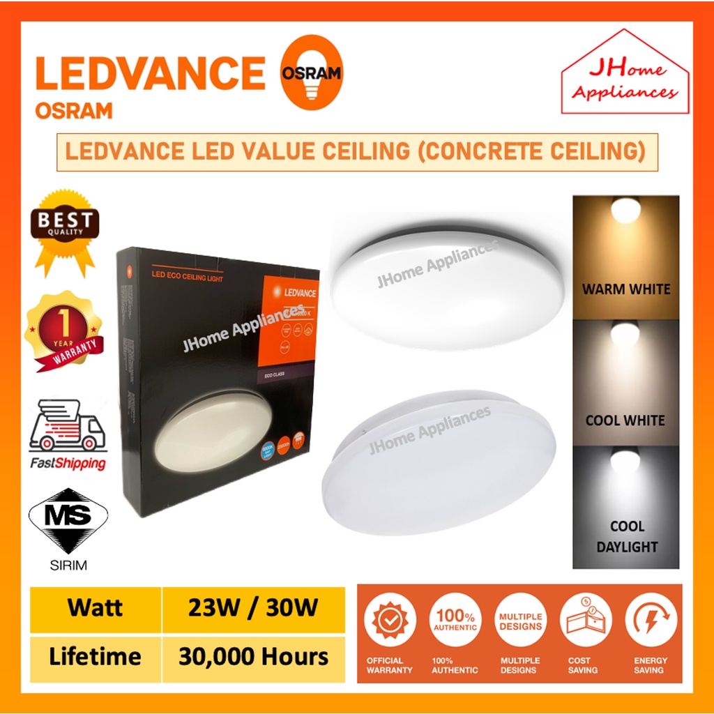 OSRAM LEDVANCE 23W / 30W LED VALUE CEILING LIGHT CELING LAMP DOWNLIGHT CONCRETE CEILING | Shopee ...