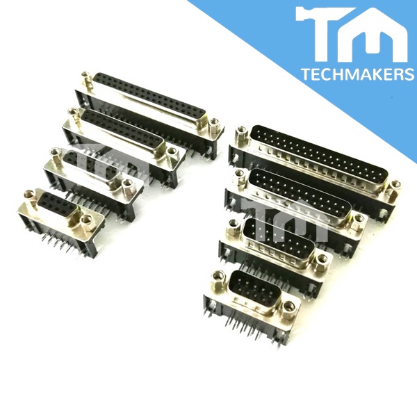 DB9 DB15 DB25 DB37 D Sub Right Angle Male(Plug) / Female(Socket) Serial ...
