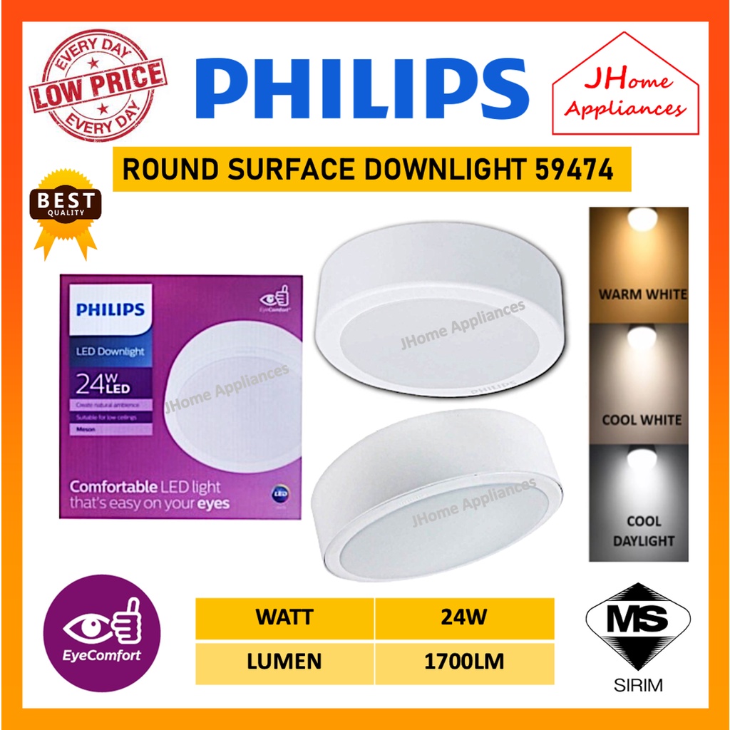PHILIPS MESON LED SURFACE DOWNLIGHT 24W 8" 59474 PHILIPS LED DOWNLIGHT ...