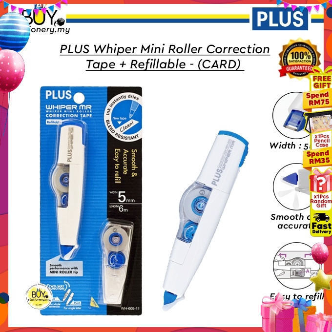 PLUS Whiper Mini Roller Correction Tape Refillable + Refill – (CARD ...