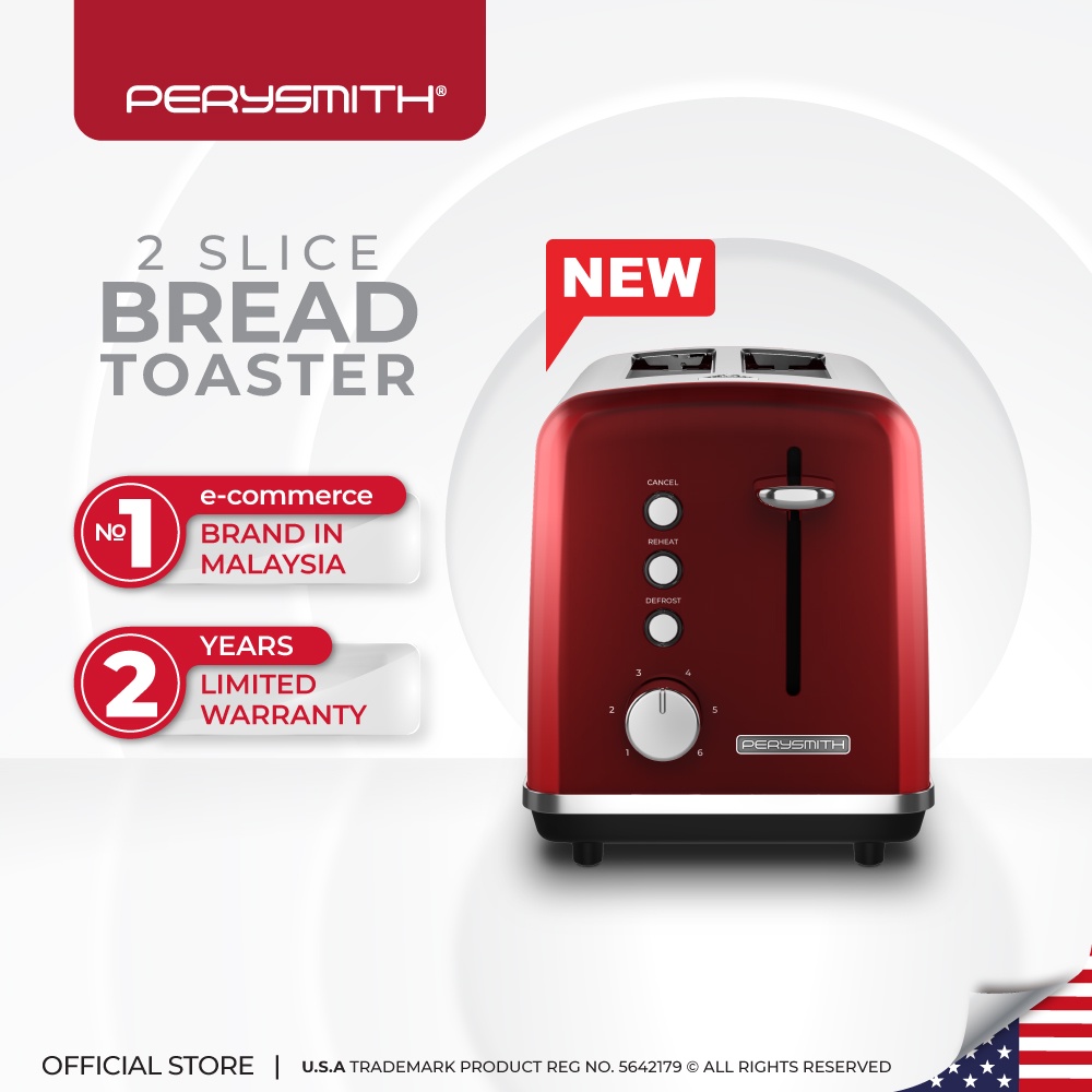 PerySmith 2 Slice Bread Toaster Signature Series SN1000 | Shopee Malaysia