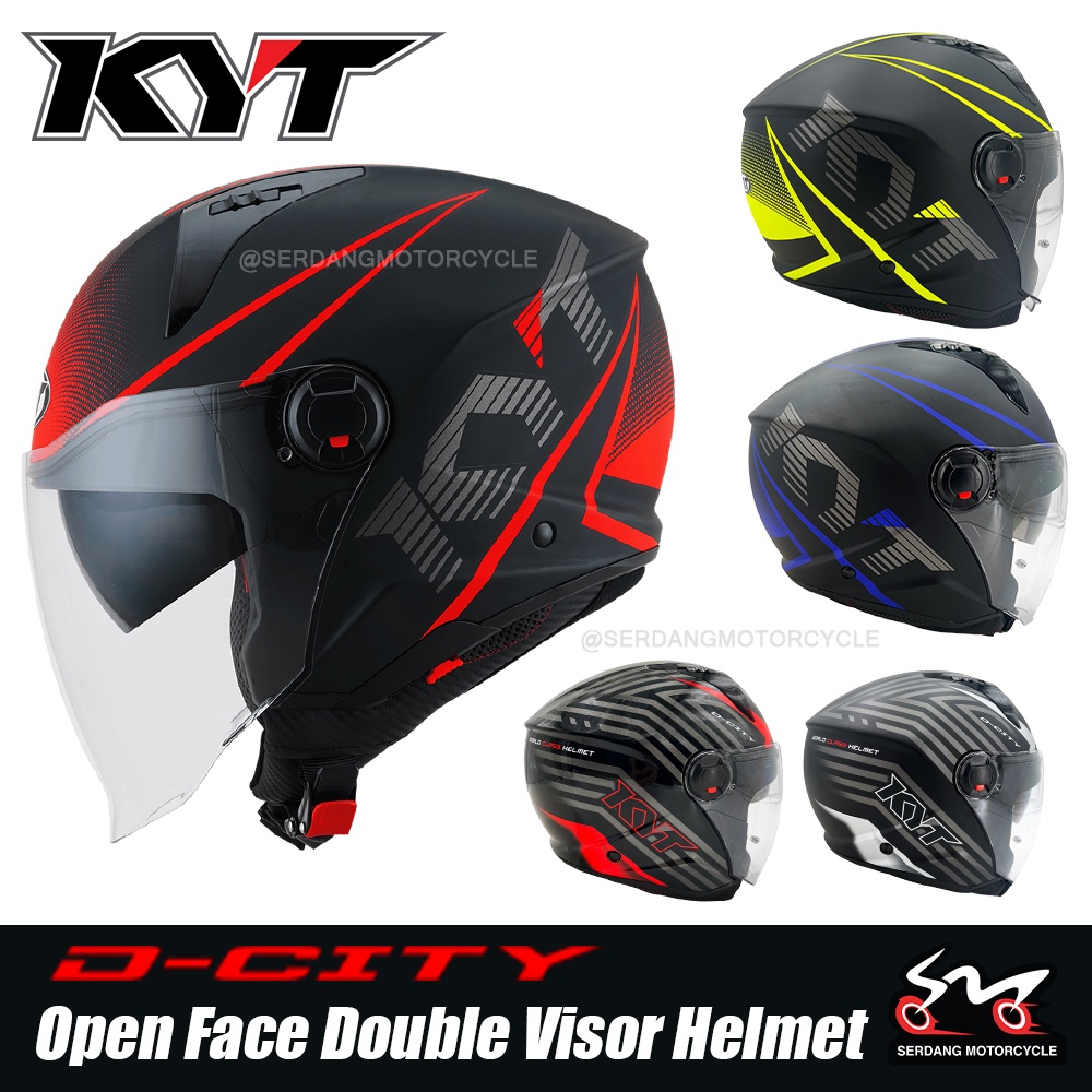 KYT D-CITY Open Face Helmet Double Visor Topi Keledar | Shopee Malaysia