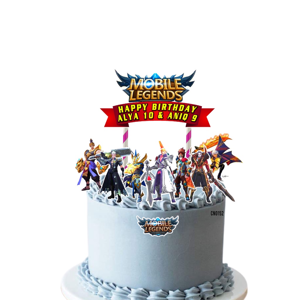 [CUSTOM NAME] Happy Birthday Cake Topper Mobile Legends ML Decoration ...