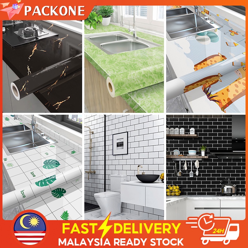 PACKONE 10M Kitchen Marble Wallpaper Dapur Table Top Sticker Self ...