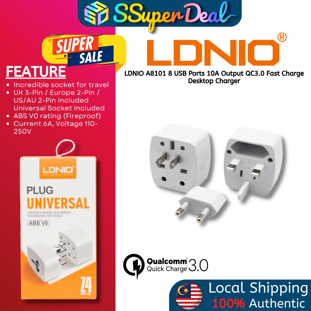 LDNIO Z4 6A Max Manifold Multi-functional Universal Plug Socket Adapter ...