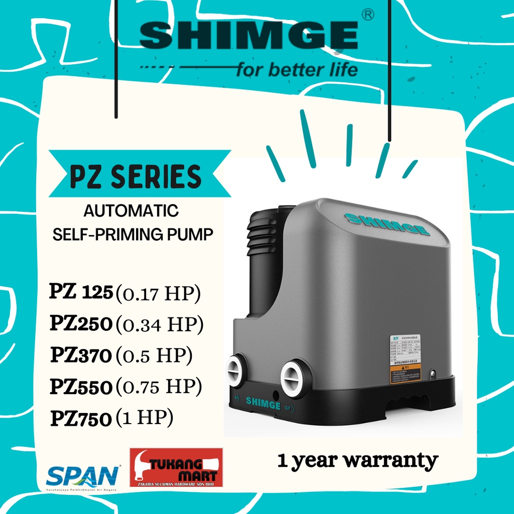 SHIMGE Automatic Self-Priming Pump PZ125--PZ250--PZ370--PZ750 SERIES ...