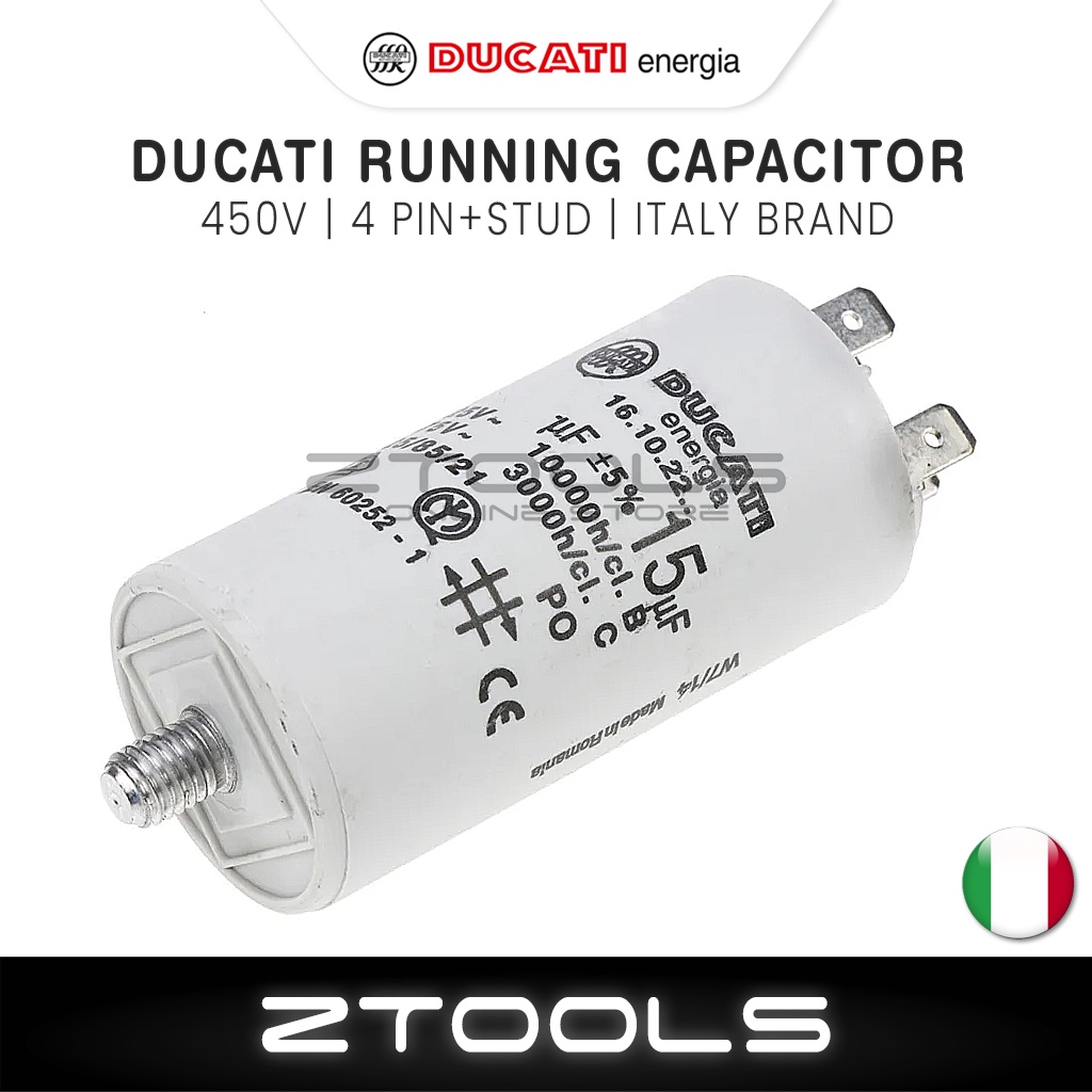 (Italy) Ducati Energia Motor Running Capacitor | 450V Pin | 8UF 12.5UF ...
