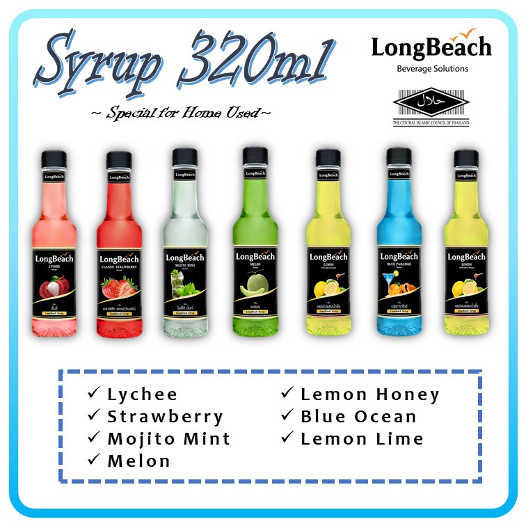 Long Beach Syrup 320ml Fruity Strawberry Mojito Melon Lychee Lemon ...