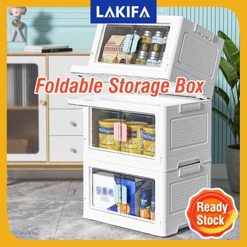 Storage Cabinet 40L Two Open Doors Foldable Stackable Drawer Rack ...