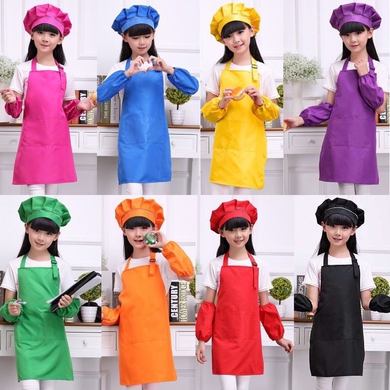 Apron Kids Budak Full Set Cooking Painting Mewarna Chef Kindergarten ...