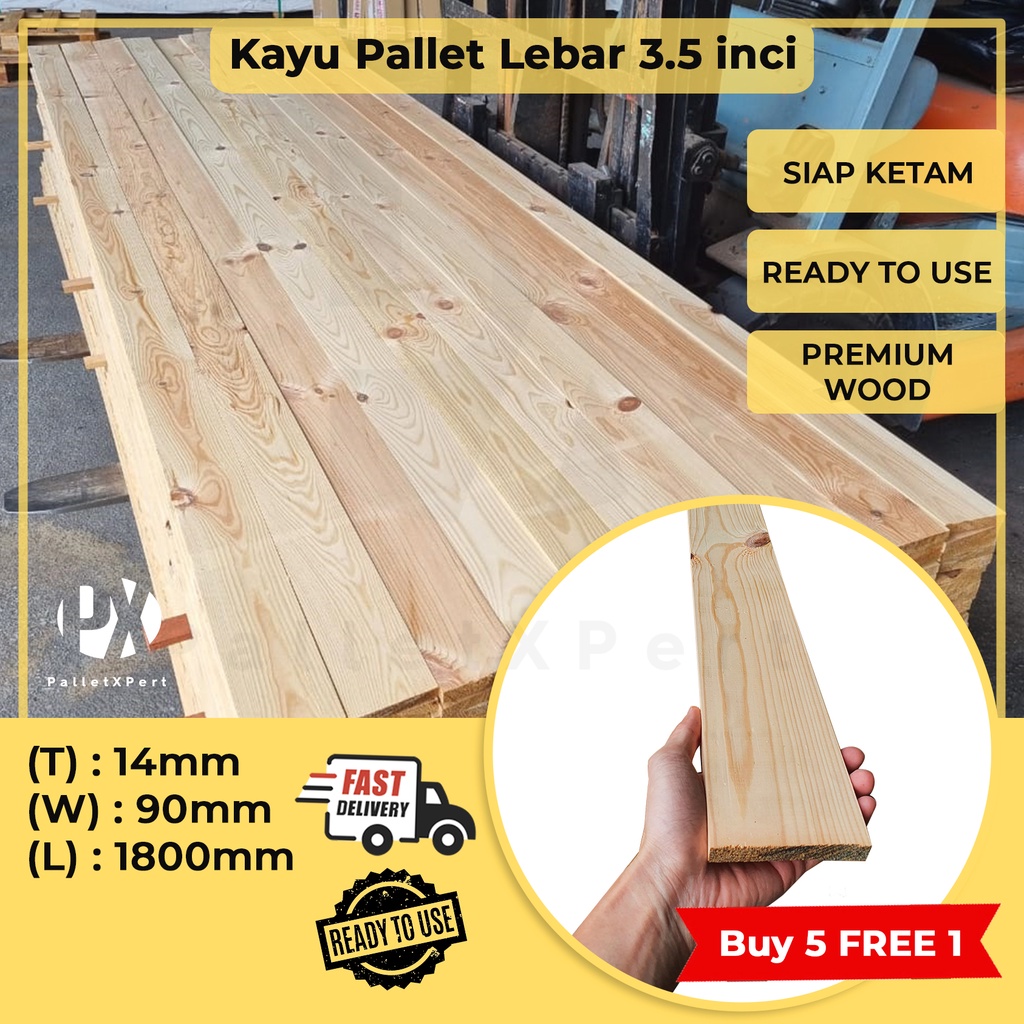 Kayu Pallet Frame 0.5x3.5 inci Siap Ketam Pine Wood Plank DIY Kayu Pine ...