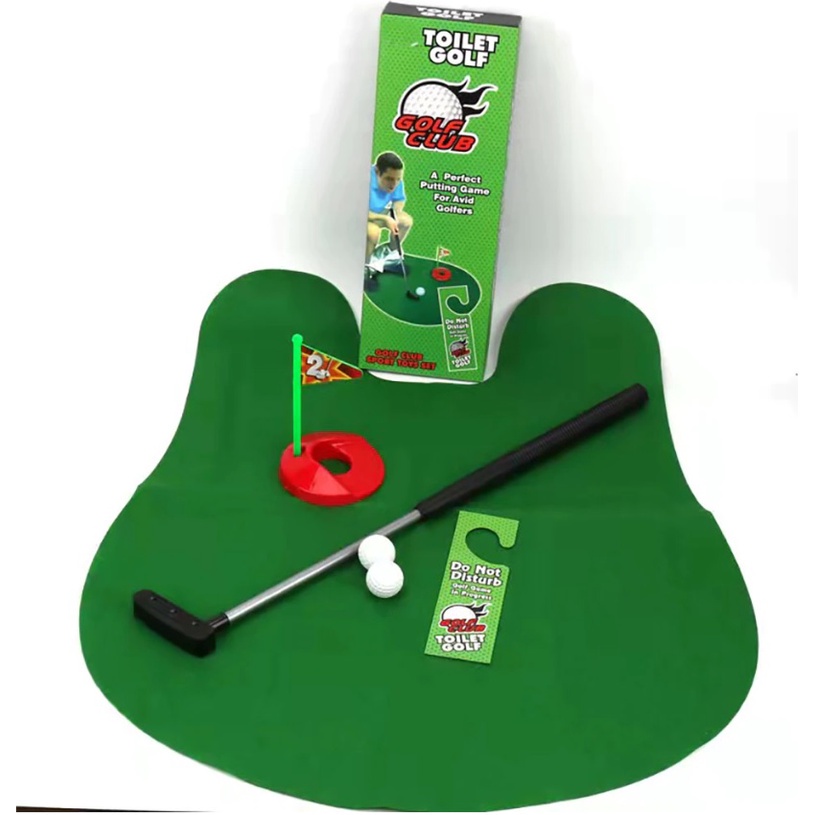 Toilet Golf Mini Toys Potty Putter Toilet Putting Mat Golf Game Mainan ...