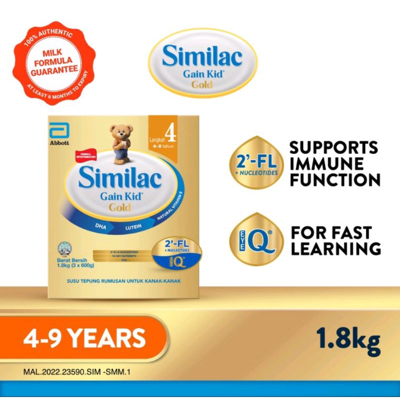 Similac Gain Kid Gold 1.8kg | Shopee Malaysia