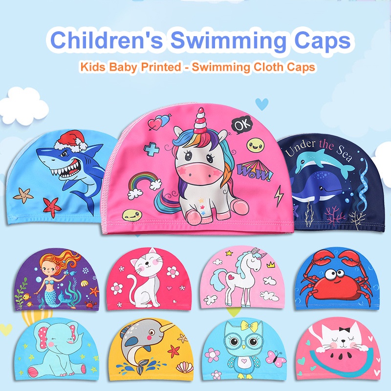 kids swimming cap girl swim cap topi renang kanak-kanak boy swim cap ...
