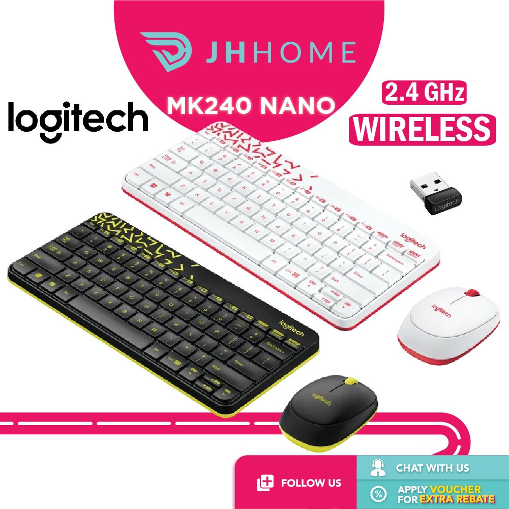 Logitech Wireless Keyboard Mouse Combo MK240 Nano | Black/Chartreuse ...