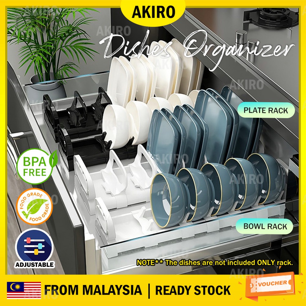 AKIRO Kitchen Organizer Dish Rack Bowl Rack Drawer Storage Shelf ...