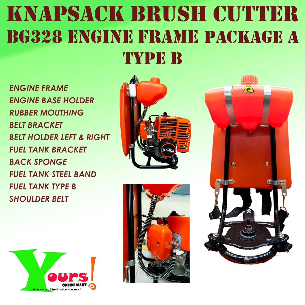 BG328 KNAPSACK ENGINE BRUSH CUTTER ENGINE FRAME PACKAGE \ PAKEJ BINGKAI ...