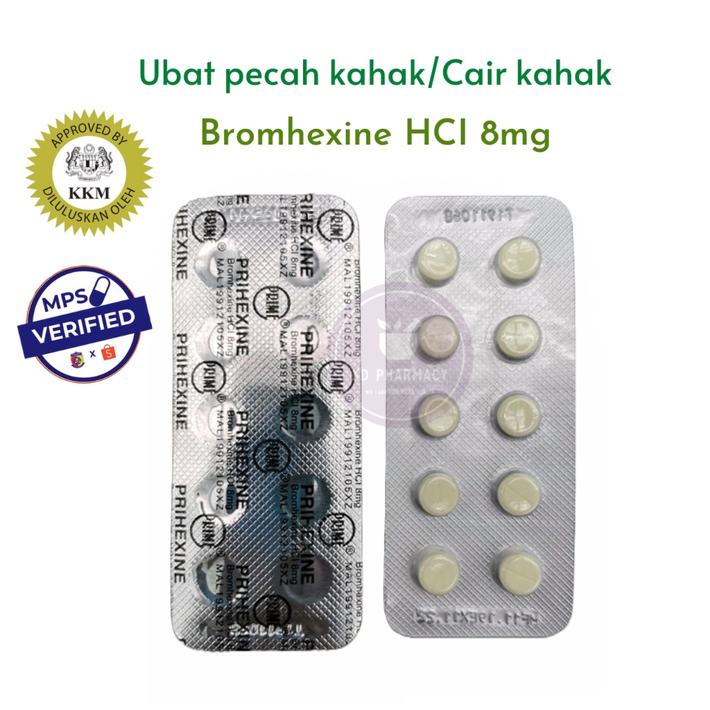Prime Prihexine 8mg Bromhexine 8mg (Ubat Pecah Kahak/ Ubat Buang Kahak ...