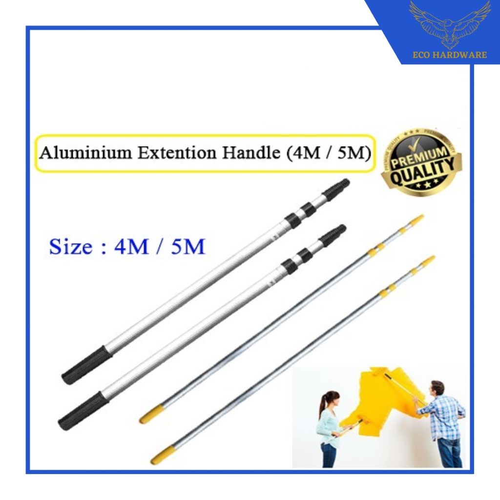 Heavy Duty 4M/5M Adjustable Aluminium Extension Pole/Batang Panjang Cat ...