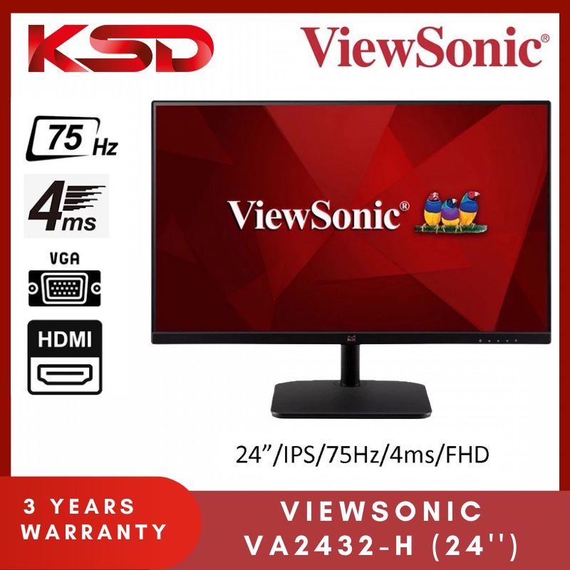 ViewSonic VA2432-H 24" Inch Full HD 1080p 75Hz SuperClear IPS ...