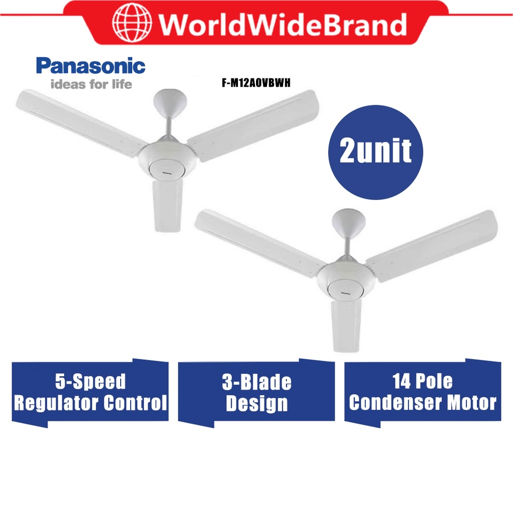 Panasonic Ceiling Fan (Twin Pack/48 Inch/White) 5-Speed Regulator ...