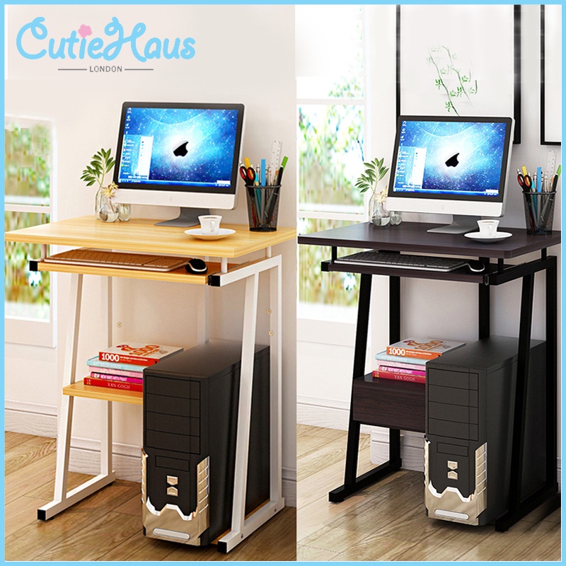 Cutiehaus Simple Nordic Computer Desk Table With Keyboard Drawer CPU Rack And Bookshelf Meja ...